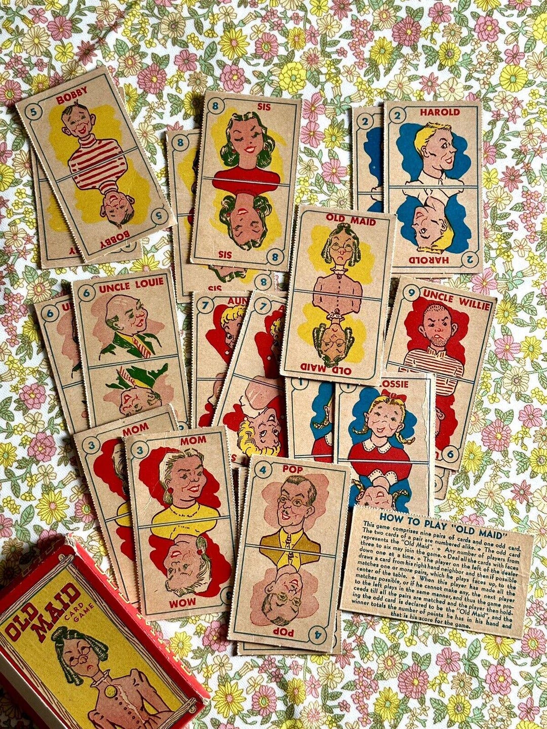 Vintage Old Maid Playing Card Game Cardboard Box - Etsy