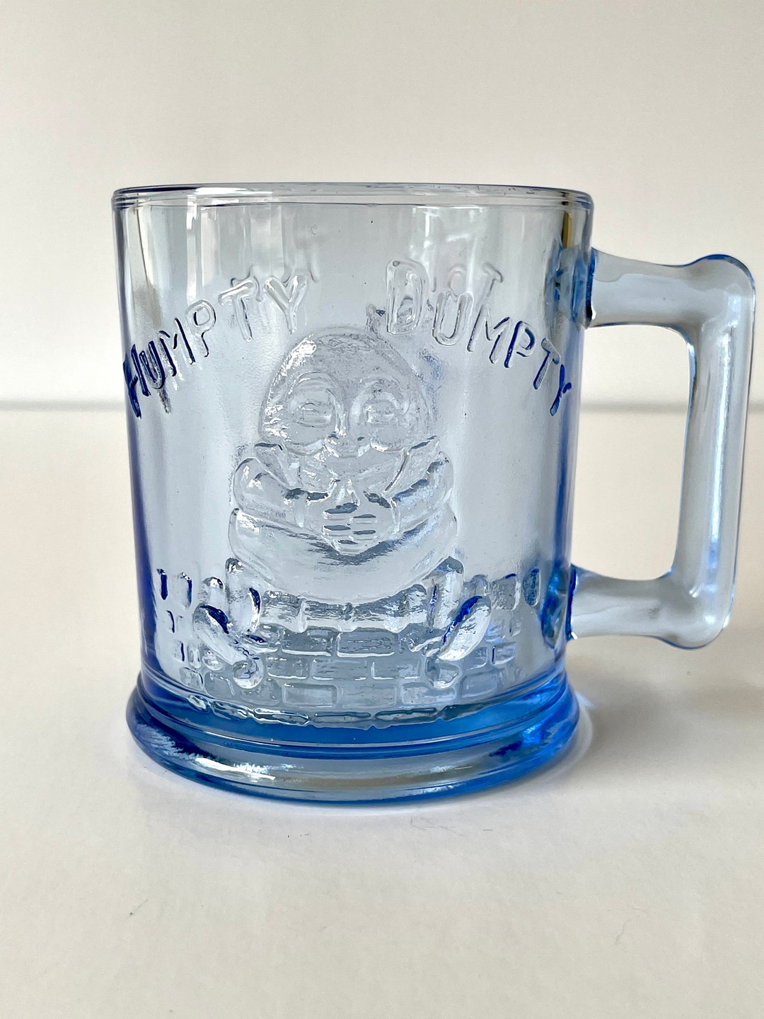 Vintage Humpty Dumpty and Tom Tom the Piper Blue Glass Mug - Etsy