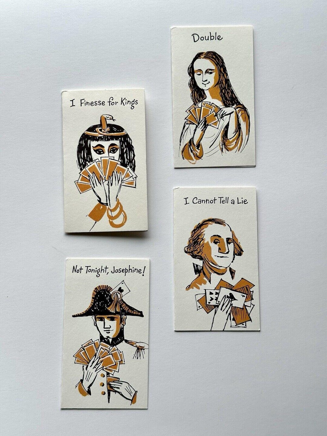 Vintage Norcross 1950s Bridge Cards Set of 4 - Etsy