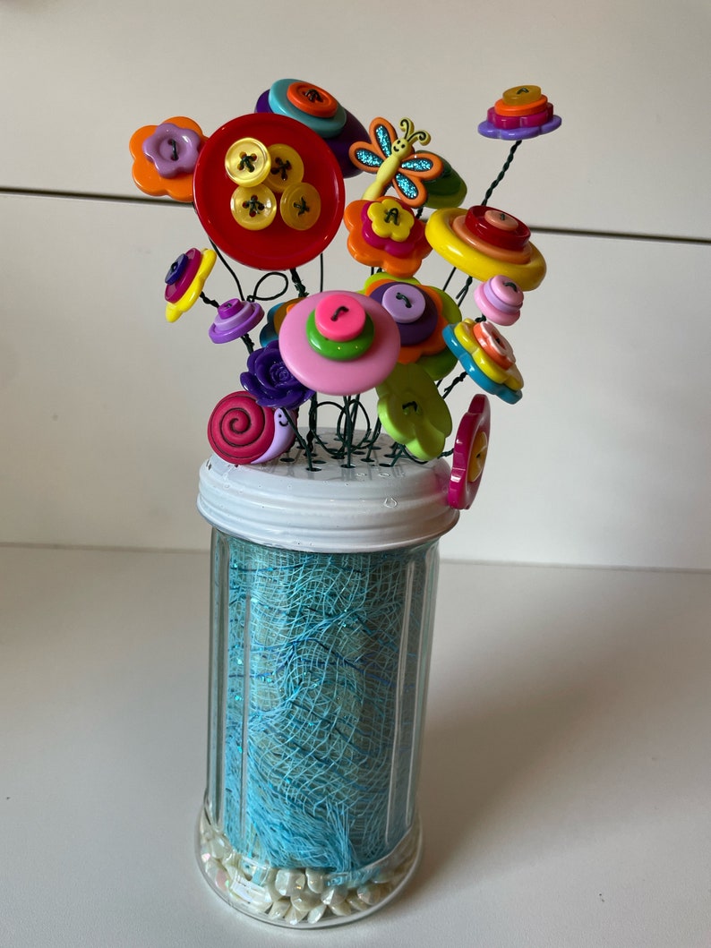 Button Flower Bouquet-rainbow, Pink, more - Etsy