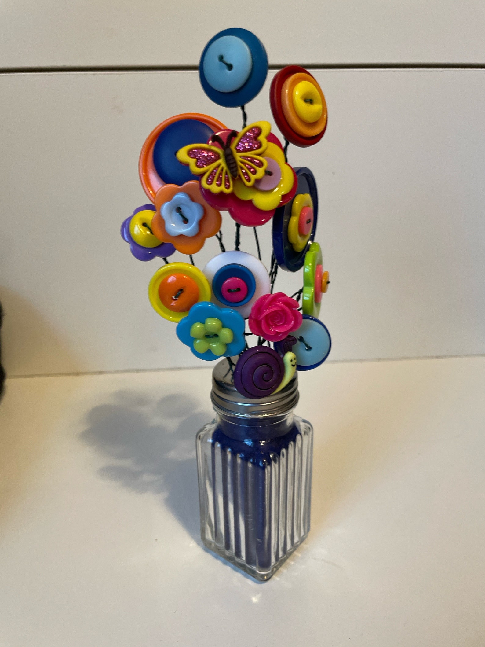 Button Flower Bouquet-rainbow Colors - Etsy