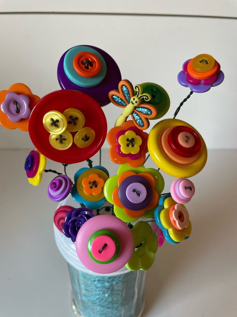 Button Flower Bouquet-rainbow, Pink, more - Etsy