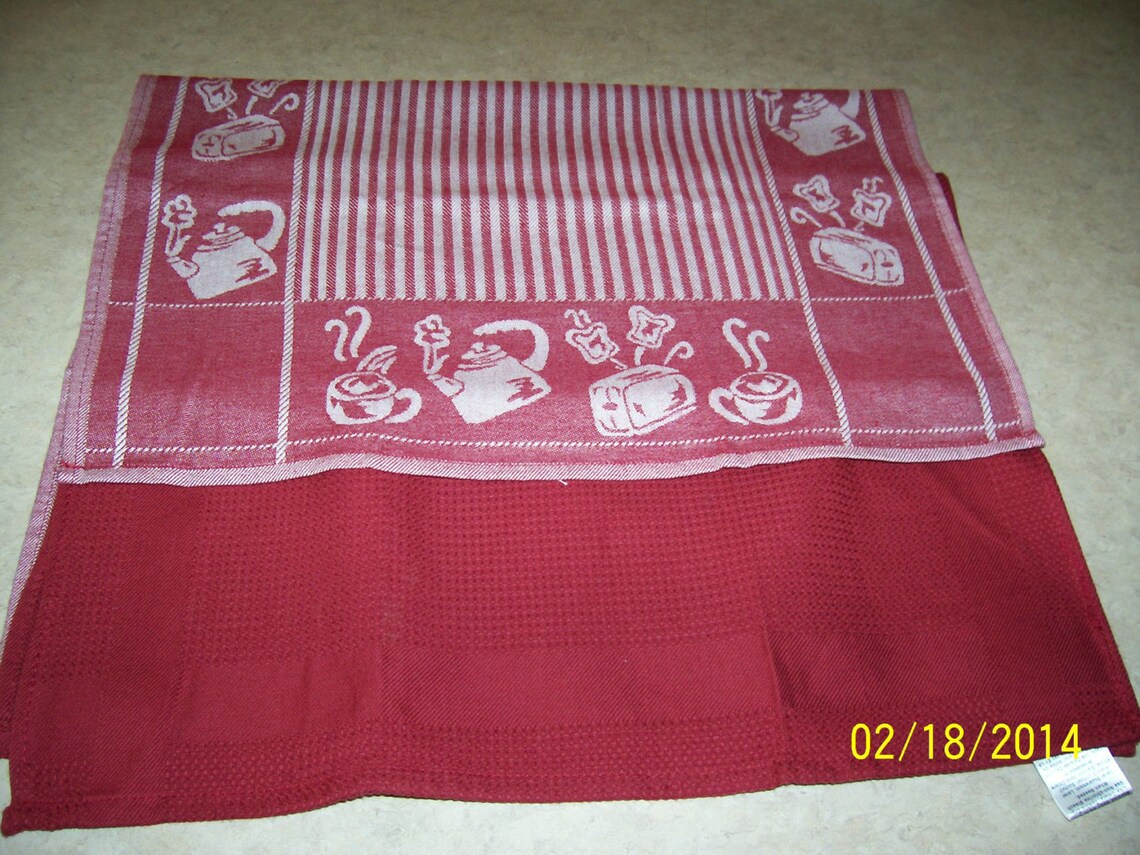 Burgundy/maroon Kitchen Towel Pair Almost New 100% Cotton, - Etsy