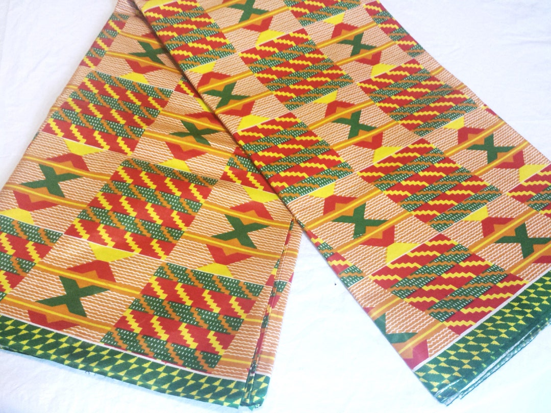 Coral Orange and Beige African Fabric Ankar Kente Print- by the Yard - Etsy