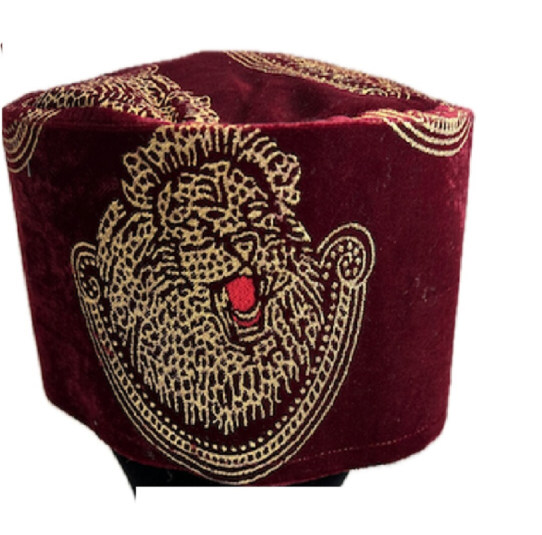 Burgundy Red Traditional Kufi Velvet Hat Cap. Igbo Ichie Isiagu Ozo Cap ...