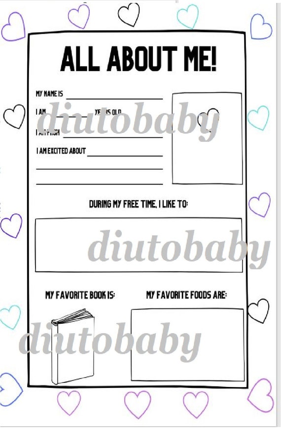 All About Me For Kids Printable