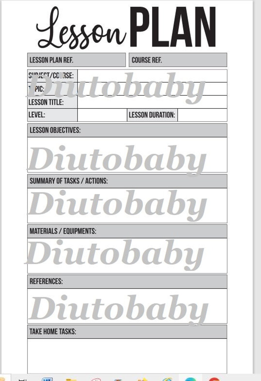 Printable PDF Lesson Plan Sheet . Tracker Log - Etsy