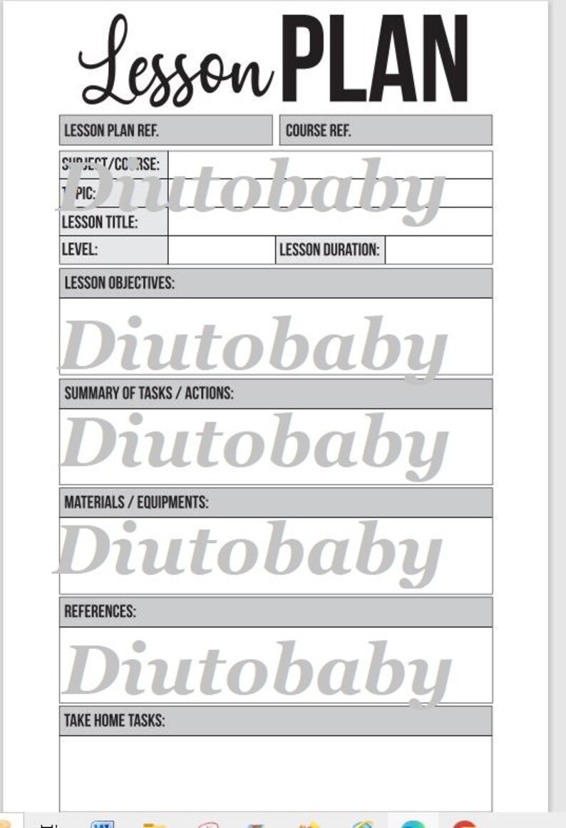 Printable PDF Lesson Plan Sheet . Tracker Log - Etsy