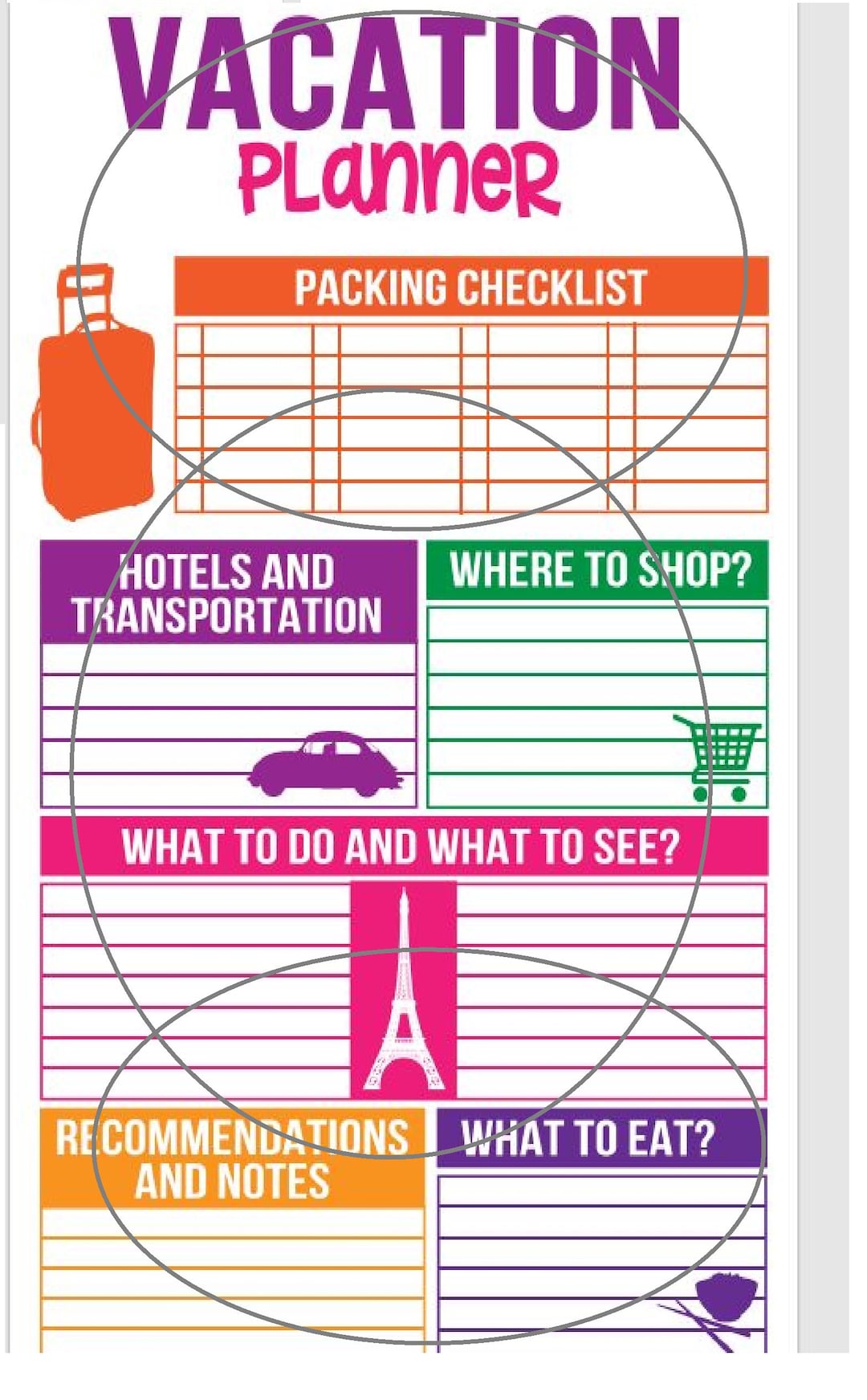 Printable PDF Vacation Planner. Vacation Planning Checklist. - Etsy