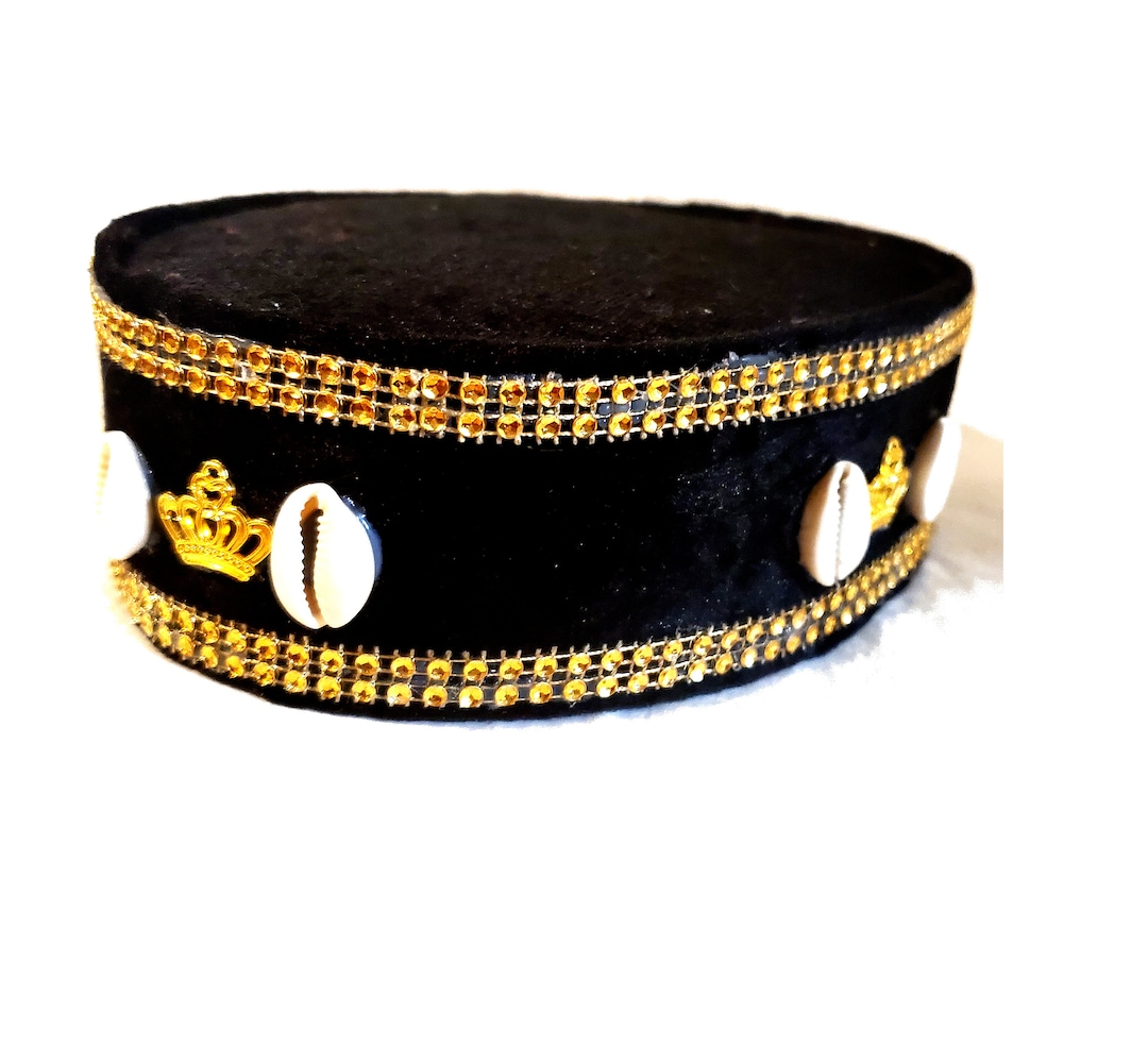 Traditional Cowrie Kufi Velvet Hat Cap. Wedding Chief Ozo Velvet Hat ...