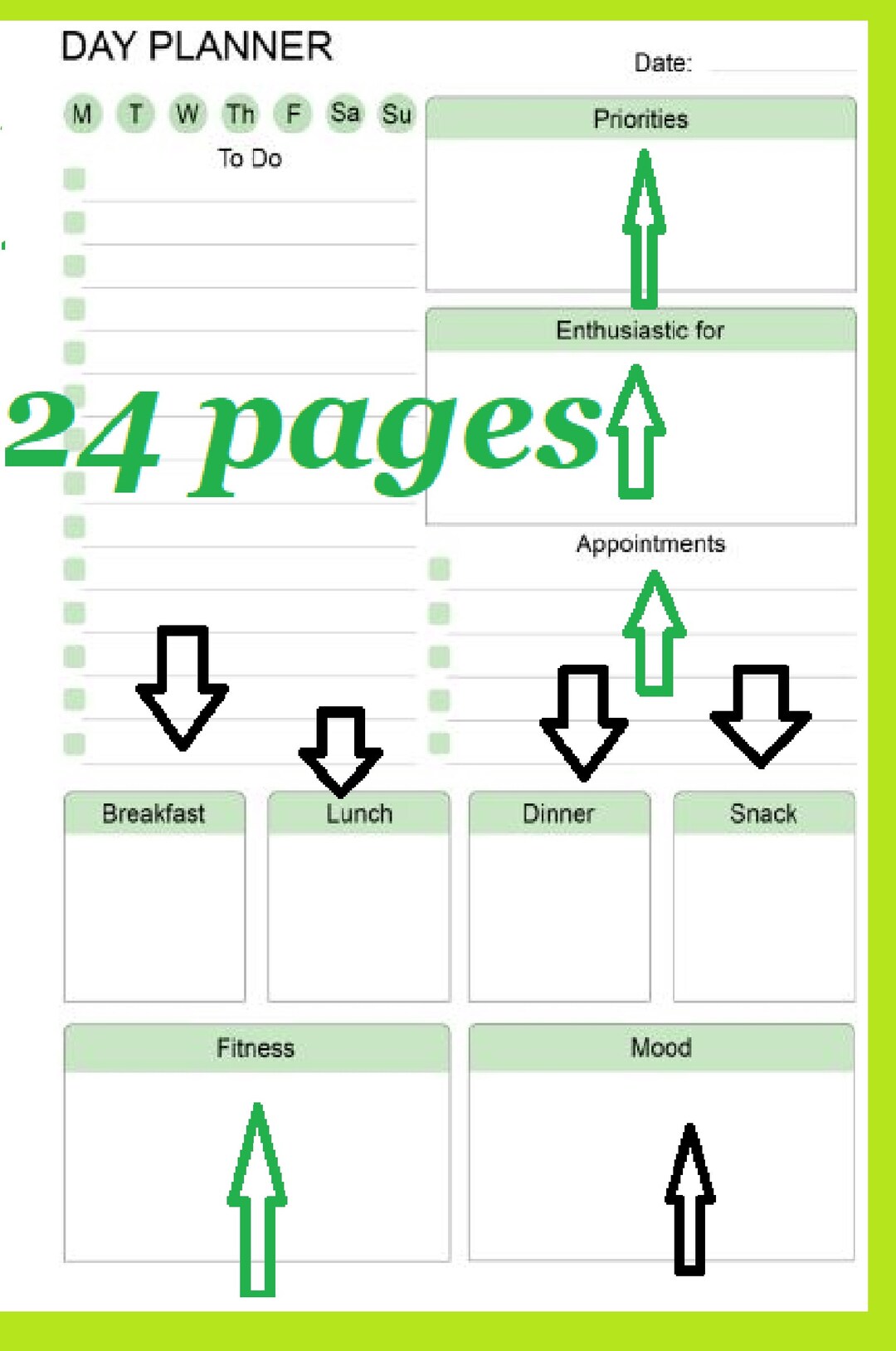 Printable PDF Planner Log. Daily Planner Day to Day Tracker With Meal ...