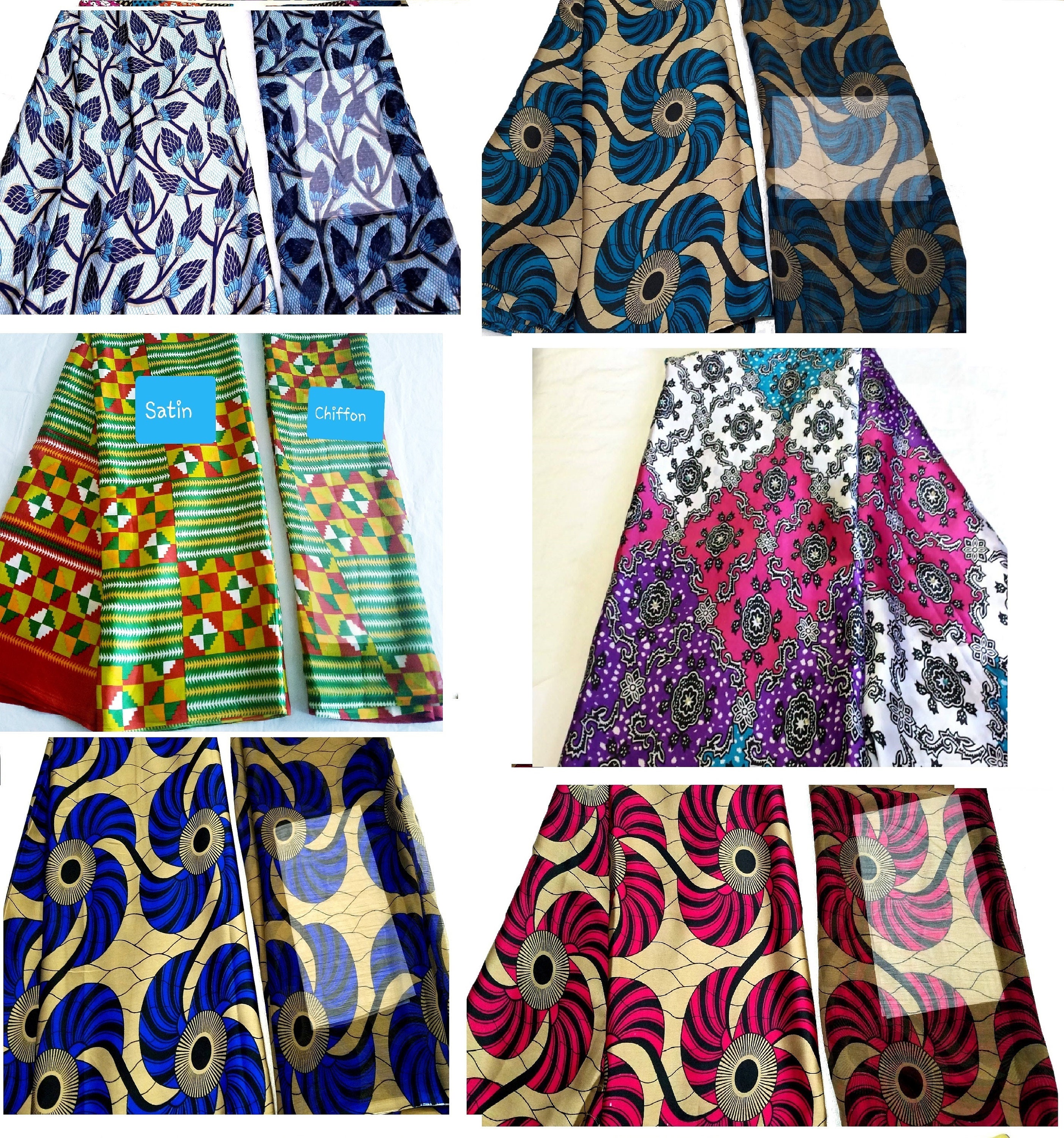 6 Yards African Ankara Wax Prints Fabric. Silk Satin Chiffon Choose Etsy UK