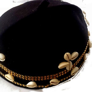 Traditional Red Kufi Wool Hat With Cowries. Larry Gaga Style Cap. Igbo ...