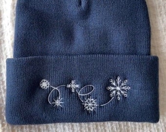 Silver Snowflake Knit Beanie Snow Flake Winter Knit Beanie - Etsy