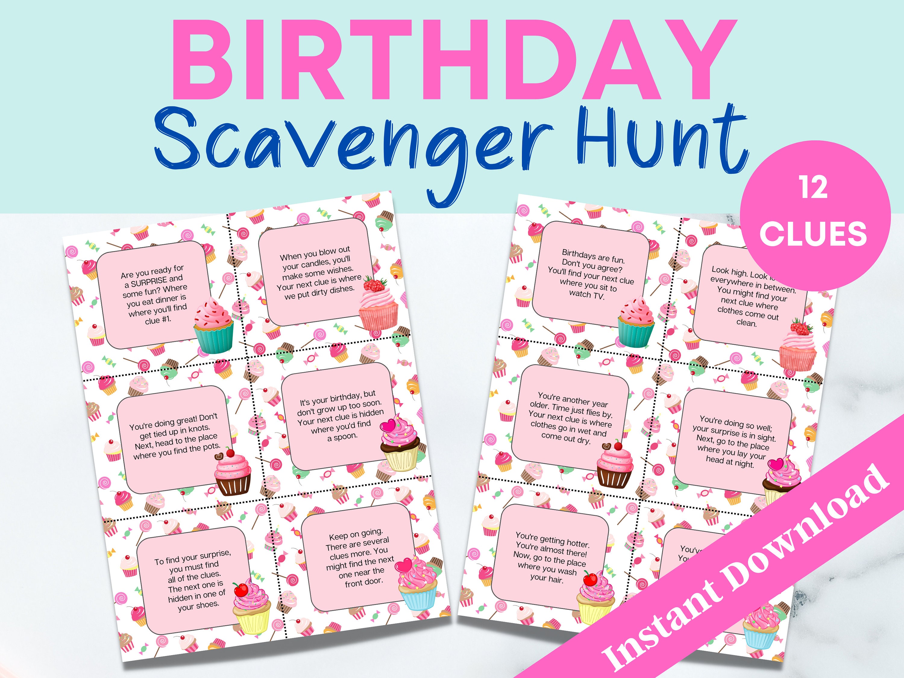 Kids Birthday Scavenger Hunt Indoor | Girls Birthday Scavenger Hunt ...