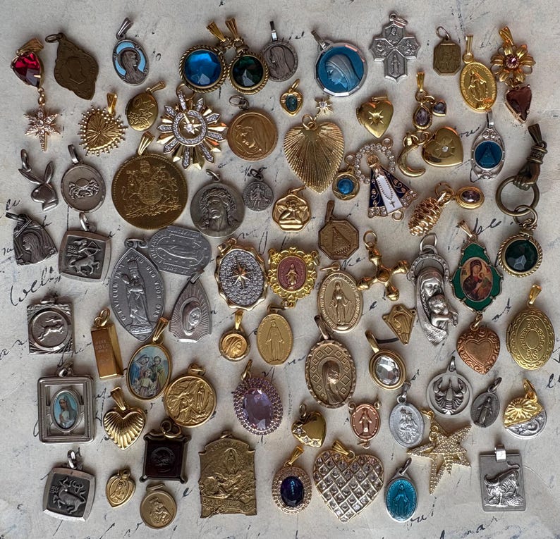 Beautiful Vintage Religious Spiritual Divine Metals Golden Charms ...