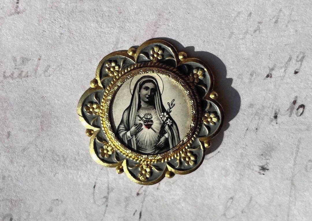 Prachtige Franse Antieke Religieuze Broche Met Heilige Maria - Etsy