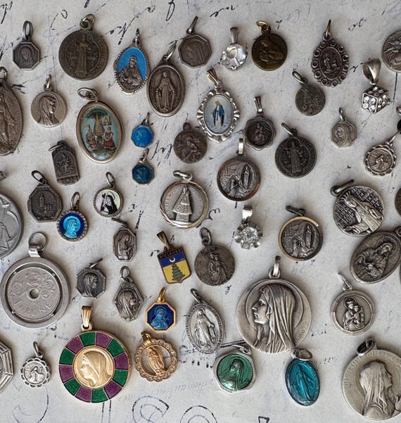 Beautiful Antique French Religious Charms Holy Mary P… - Gem