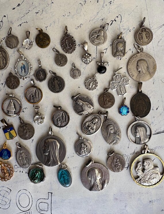 Beautiful Antique French Religious Charms Holy Mary P… - Gem
