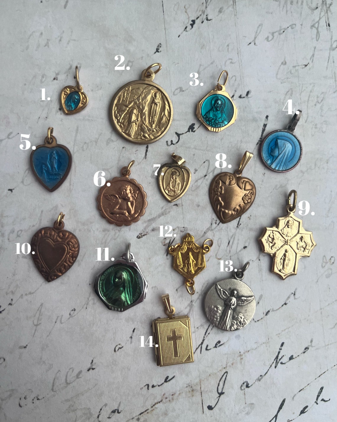 Lovely French Vintage Charms Religious Catholic Mary Rome Heart ...