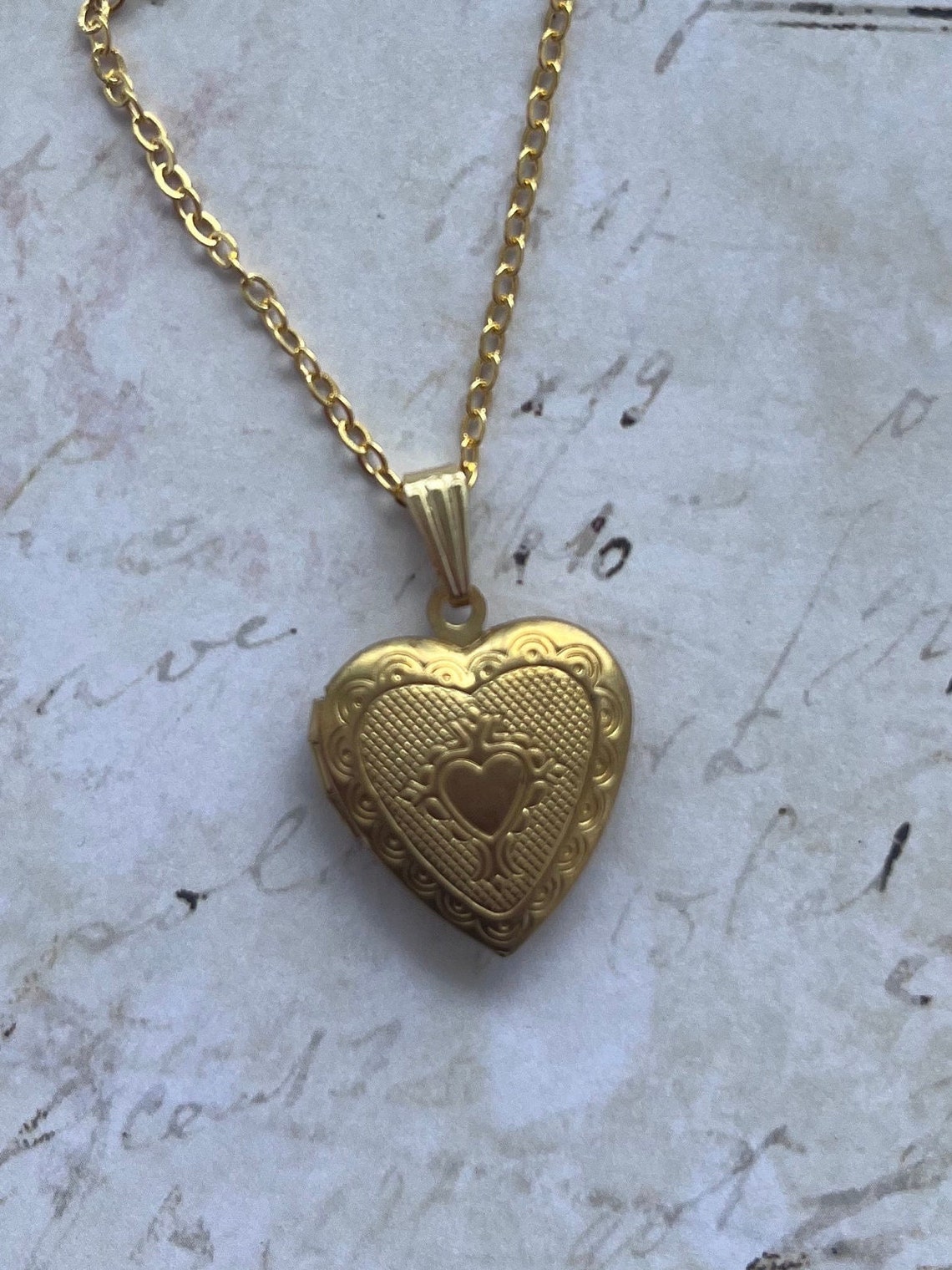 Vintage 70s Gold Brass Heart Locket Necklace, French Paris Jewelry - Etsy