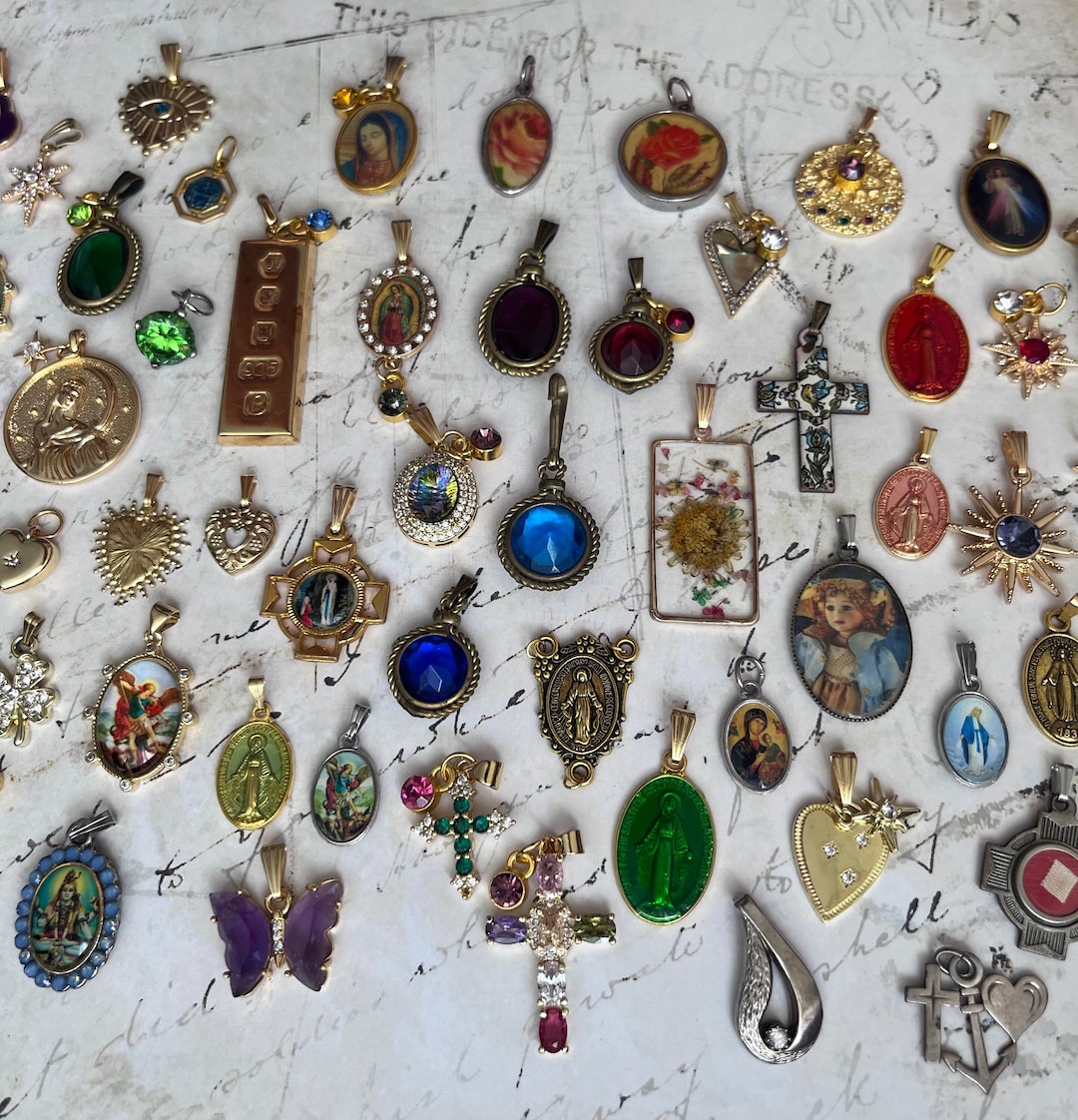 Lovely Golden Charms Necklaces Vintage Religious Charm Collection ...