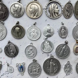 Antique Holy Mary Religious Jesus Charms Pendants Vintage French ...