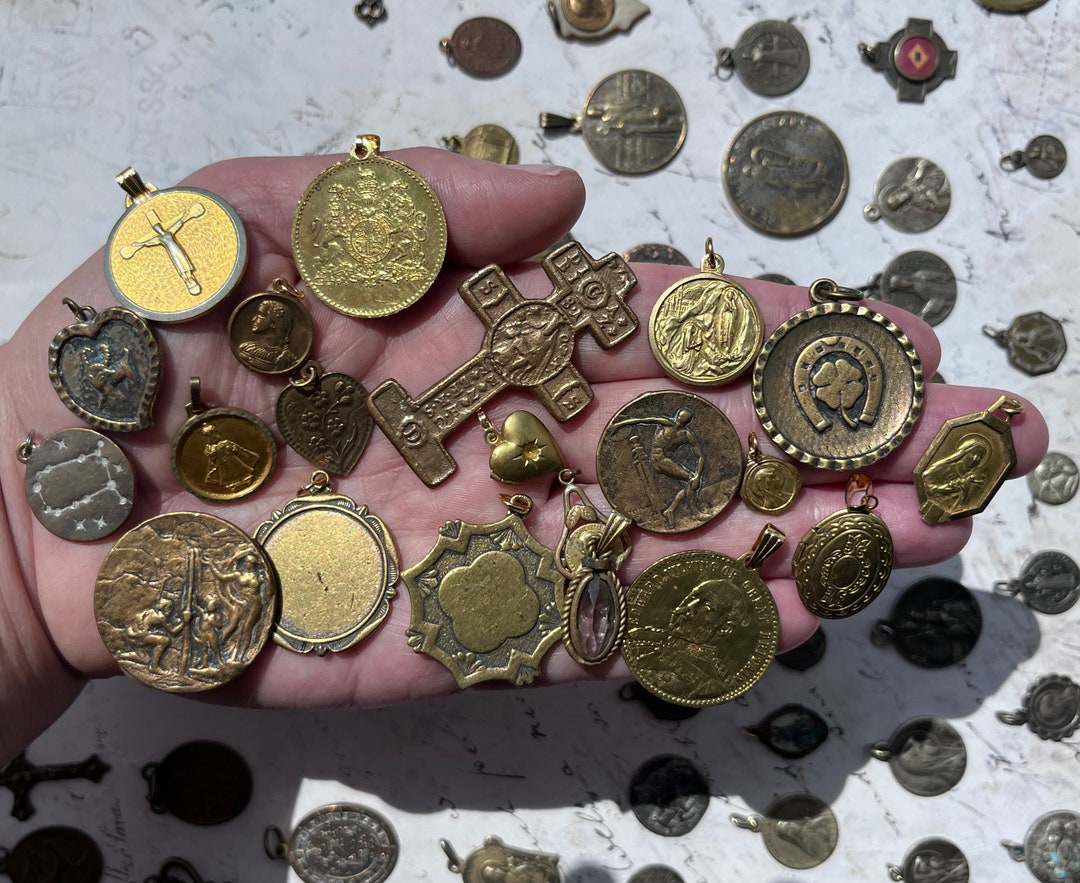 Antique Old Religious Medailles Lovely Archeology Vintage Antiqued ...
