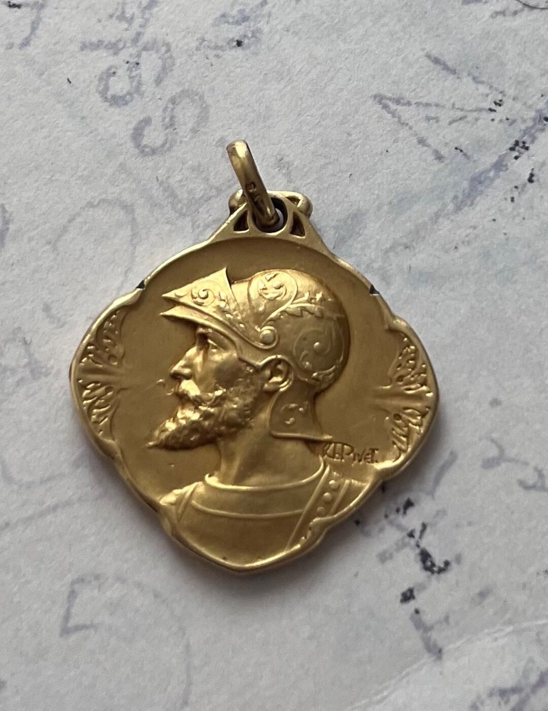 Beautiful Large Antique French Medaille of Medieval French Soldier ...