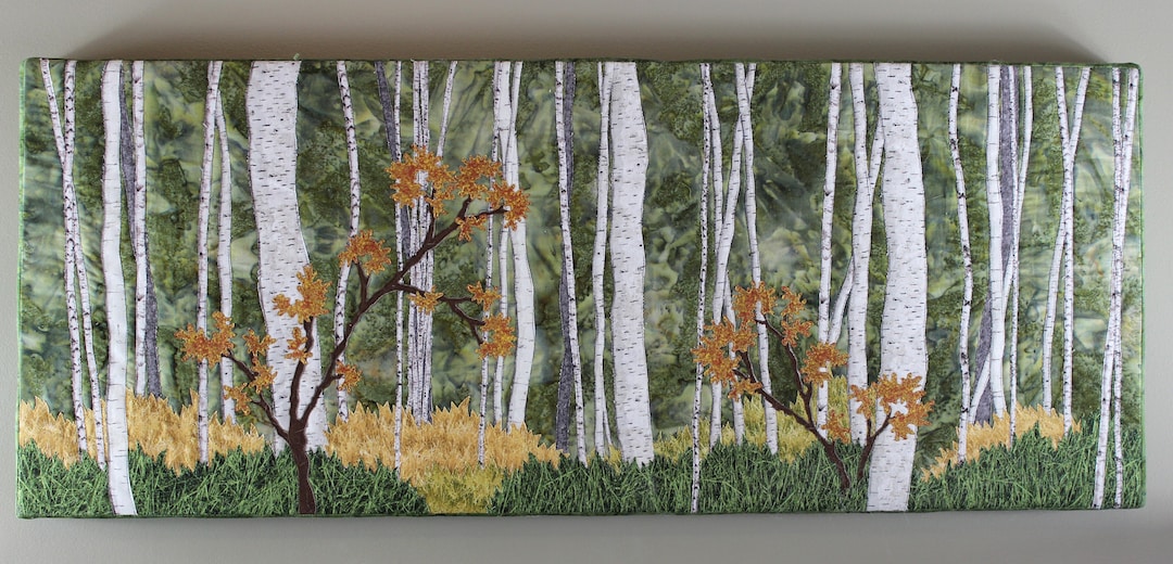 Birch Tree Quilted Fabric Appliquéd Landscape Art Wall Hanging - Etsy