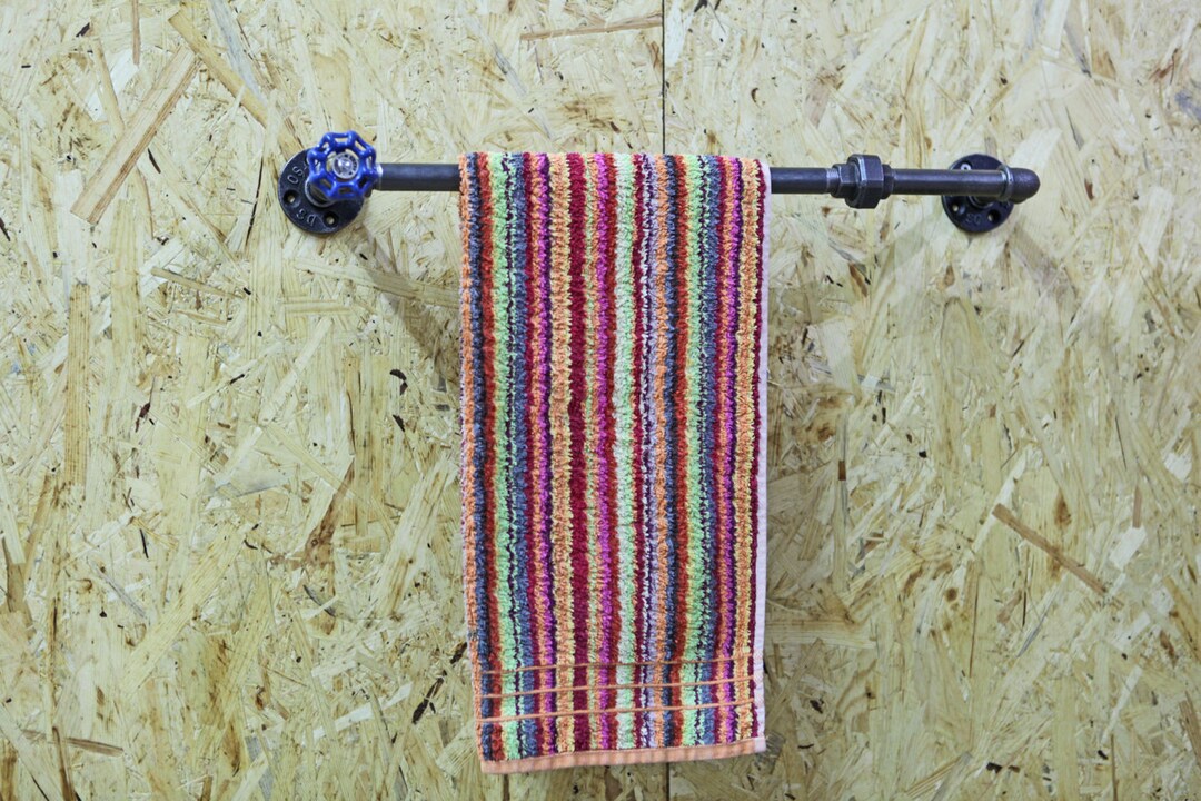 Industrial Towel Rack Shelf Rustic Bathroom Accessories Black - Etsy