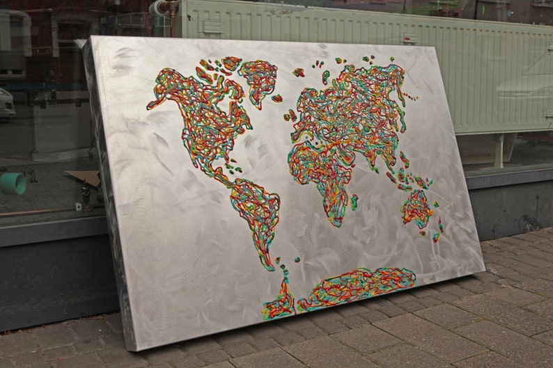Unique World Map Abstract Art Painting Contemporary - Etsy