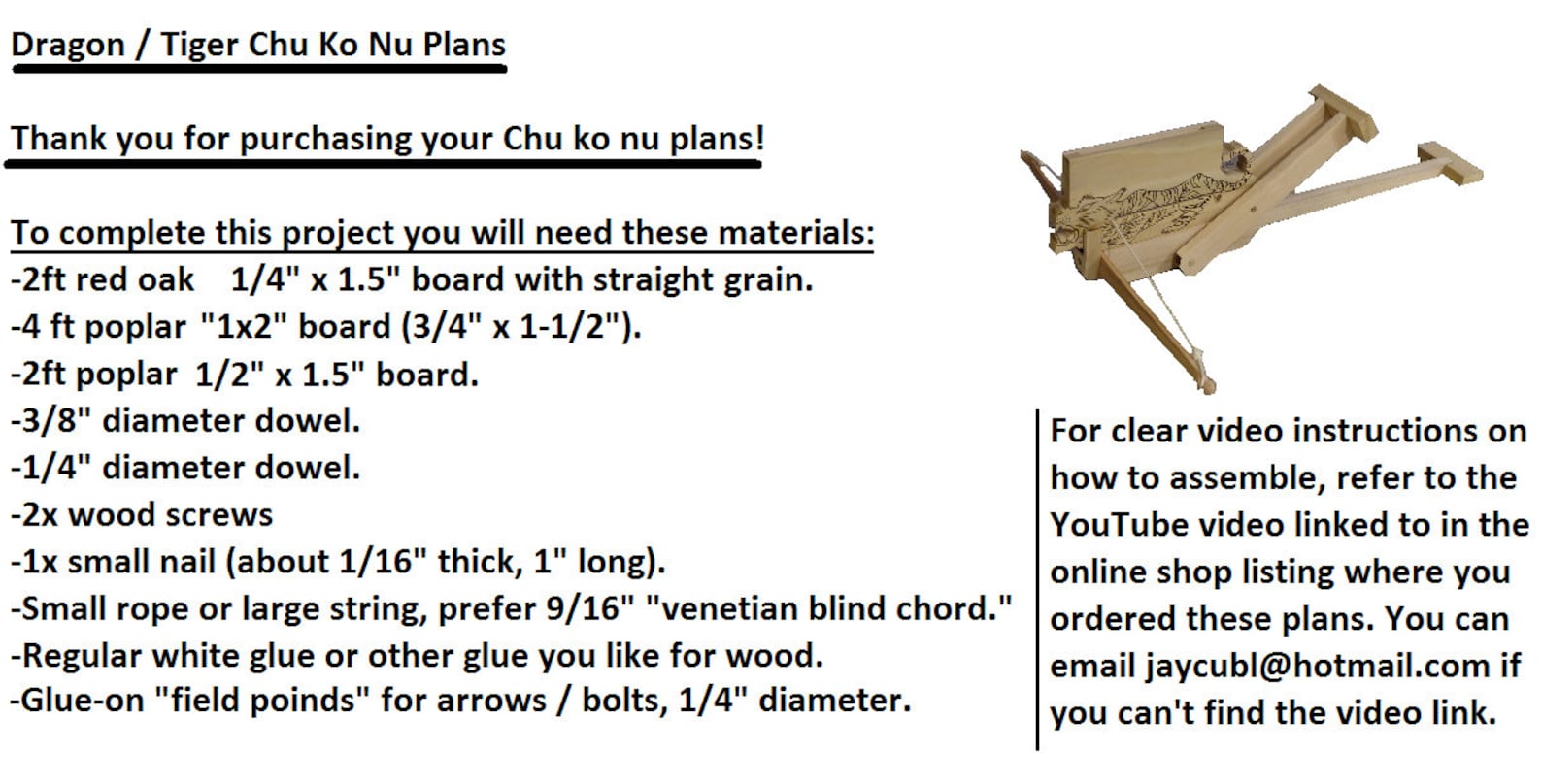 Dragon or Tiger Chu Ko Nu PLANS Repeating Crossbow Chinese Zhuge Nu ...