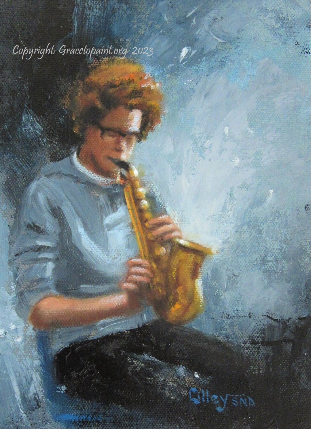 Sax Song...original Oil Painting by Maresa Lilley, SND - Etsy