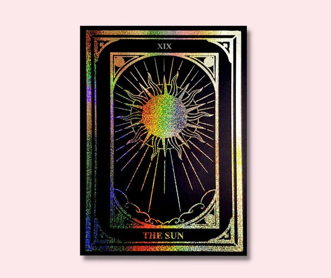 The Sun Tarot Card Art Print A4 Holographic Glitter Foil Print Custom ...
