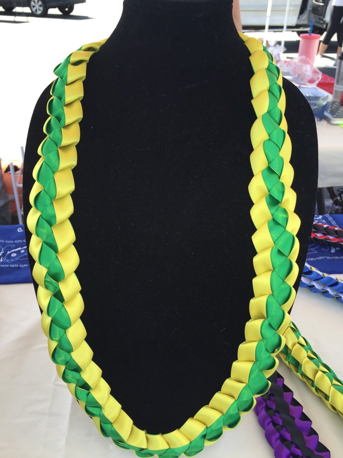 44” Two Color Braided Ribbon Lei - You Choose Colors (graduation ...