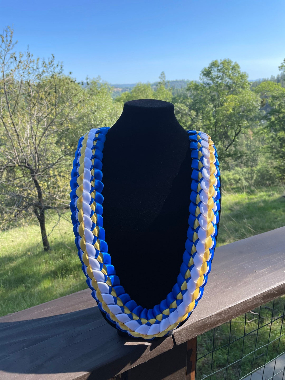 50” Deluxe Double Braided Ribbon Leis Three Color With Third Color ...