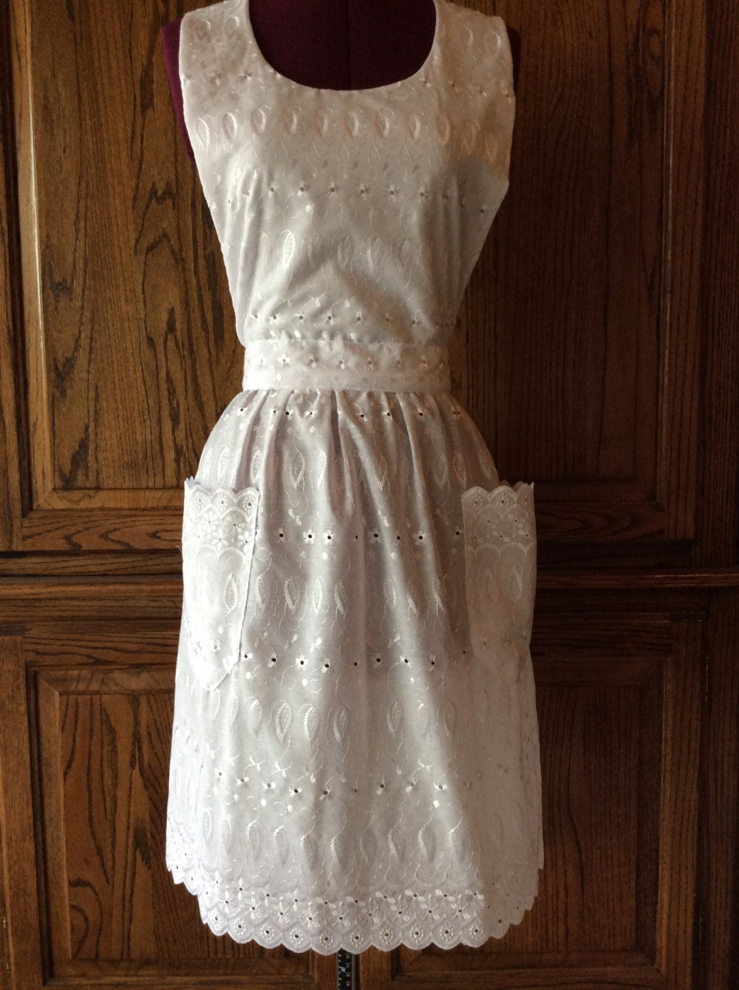 White Eyelet Bib Apron/pinafore - Etsy