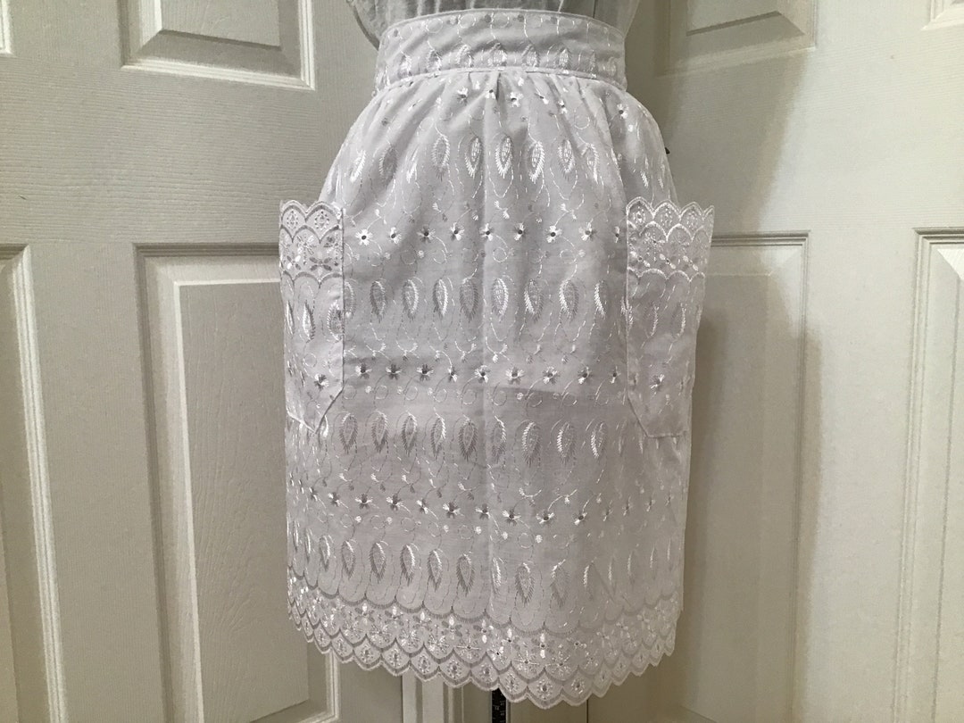 White Eyelet Half Apron - Etsy