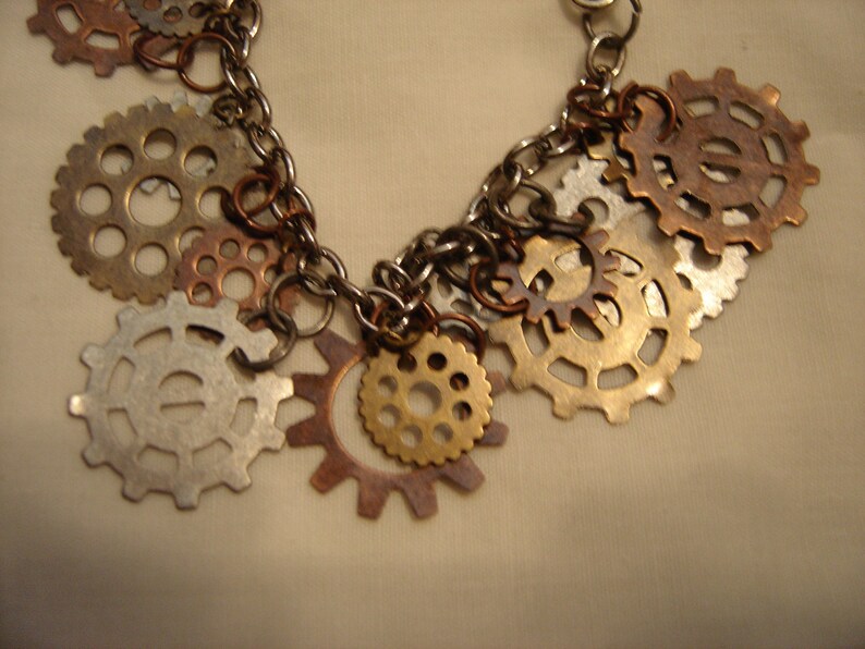 Gear and Cog Steampunk Charm Bracelet | Etsy