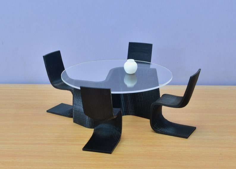 Parametric 4 SEATERS Round Table DINING SET , 1/16,1/18,1/24 Scale ...