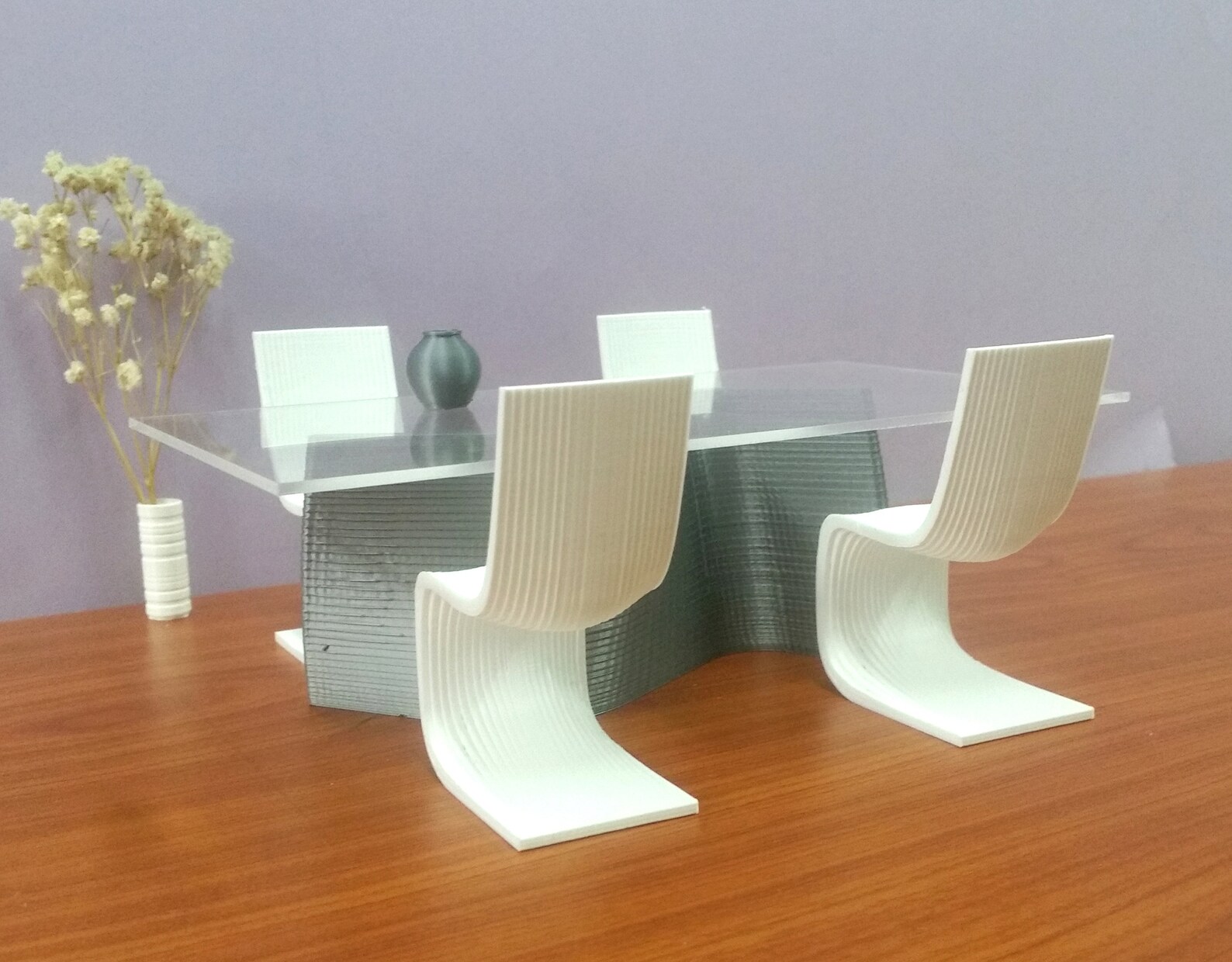 Parametric 4 SEATERS Rectangle Table DINING SET 1/12 | Etsy