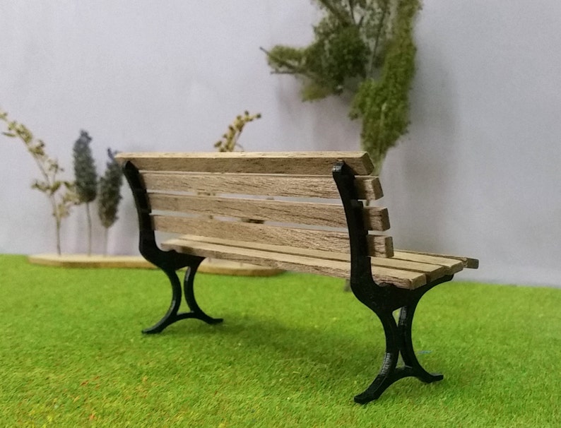 DOLLHOUSE WOODEN BENCH, 1:12 Scale, Patio Garden Outdoor Furnishing ...