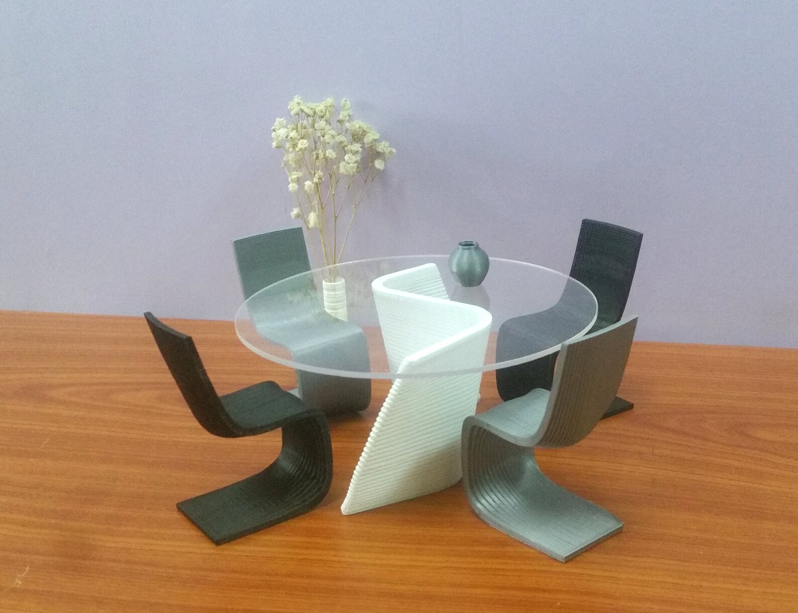 Parametric 4 SEATERS Round Table DINING SET , 1/16,1/18,1/24 Scale ...