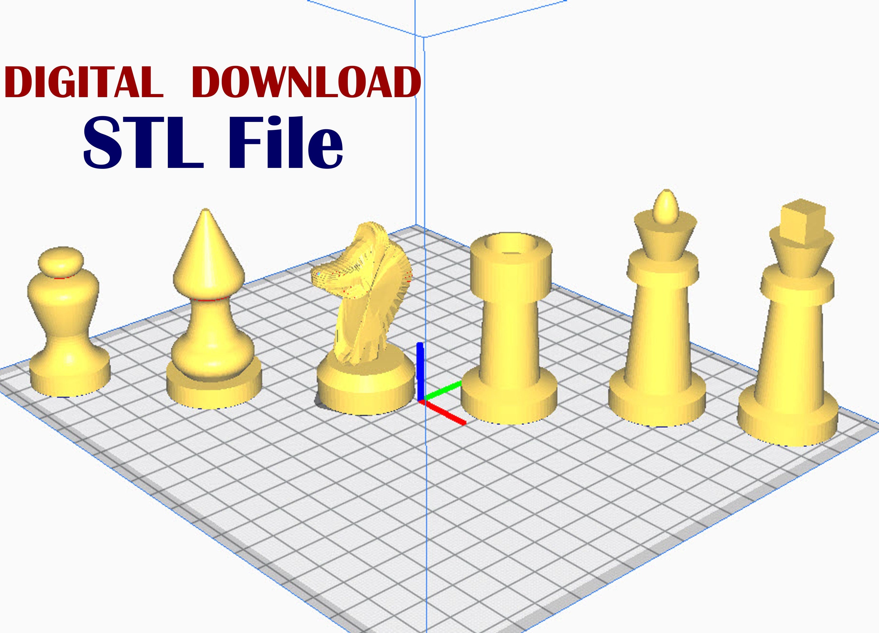 Chess Set STL File to DOWNLOAD. 3D Print DIY Game | Etsy Australia