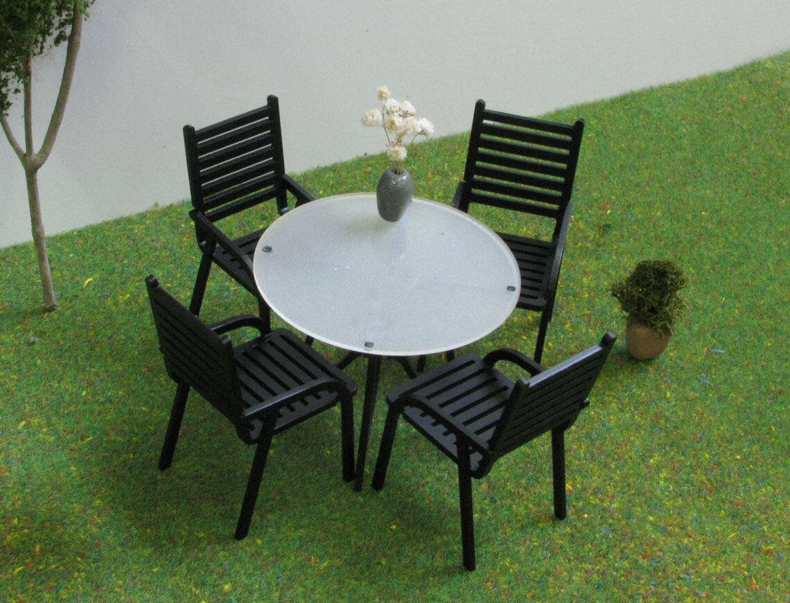 Miniature PATIO DINING SET 1/6 Scale Handmade Dollhouse - Etsy