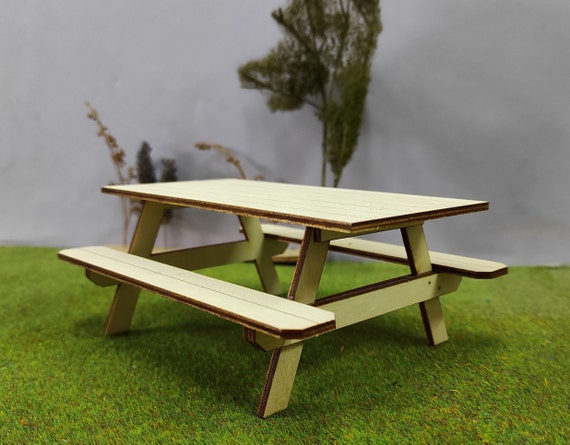 DOLLHOUSE WOODEN Picnic BENCH 1 12 Scale Patio Garden Outdoor Furnishing Miniature Furniture Hand Made Vintage modern Design Etsy Canada