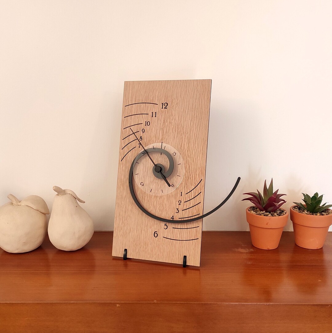 Unique Spiral Desk/wall Clock,wooden, Alpha (α),mathematical Principle ...