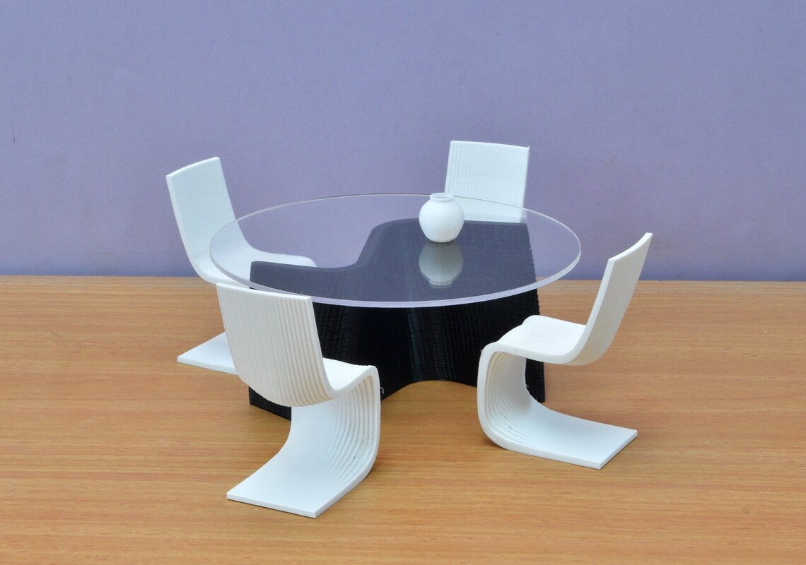 Parametric 4 SEATERS Round Table DINING SET 1/12 - Etsy