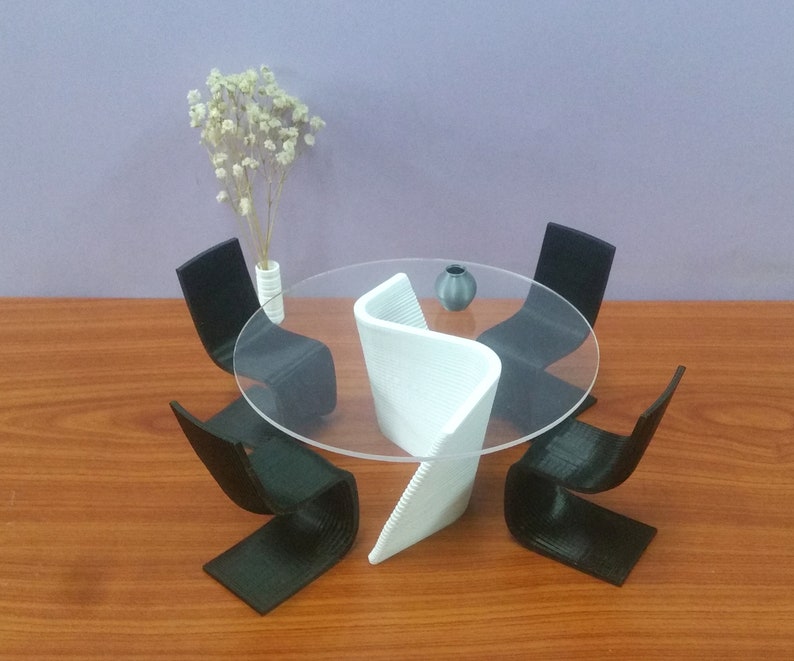 Parametric 4 SEATERS Round Table DINING SET , 1/16,1/18,1/24 Scale ...